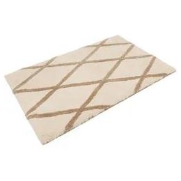 Badematte HOMIE LIVING "San Bosa", beige (beige, taupe), H:20mm, Polyester, Badematten, Badematte, Badteppich, modernes Rauten Design, waschbar, Badezimmerteppich