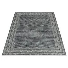 Teppich OCI DIE TEPPICHMARKE "BESTSELLER MIRI", grau (dunkelgrau), B:140cm H:8mm L:200cm, Polyacryl, Viskose, Teppiche, Teppich, Glanz Viskose, mit Fransen, Hoch Tief Struktur, Vintage, Wohnzimmer