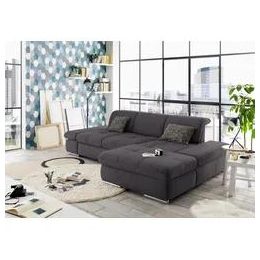 Ecksofa "SO4100 V", grau (fango), B:284cm H:80cm T:190cm, SET ONE BY Musterring, Sofas, Ecksofa, mit verstellbaren Kopfteilen, wahlweise mit Funktionen, Cord-Bezug