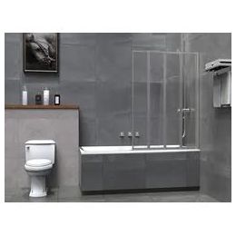Badewannenaufsatz Welltime "Nassau", grau (chromfarben), B:100cm H:140cm, Duschw&auml;nde, Badewannenfaltwand, Spritzschutzwand f&uuml;r Badewanne, Glas, 4 Elemente
