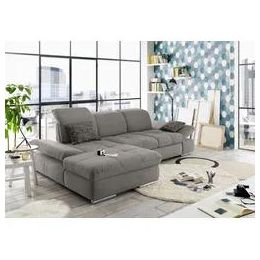 Ecksofa "SO4100 V", grau, B:284cm H:80cm T:190cm, SET ONE BY Musterring, Sofas, Ecksofa, mit verstellbaren Kopfteilen, wahlweise mit Funktionen, Cord-Bezug