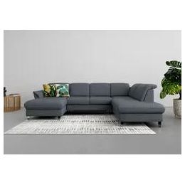 Sit & More Wohnlandschaft SIT & MORE "Maggiore U-Form", grau (dunkelgrau), B:312cm T:224cm, 98% Polyester, 2% Polyamid, Sofas, Wohnlandschaft, wahlweise mit Kopfteilverstellung, Bettfunktion und Stauraum