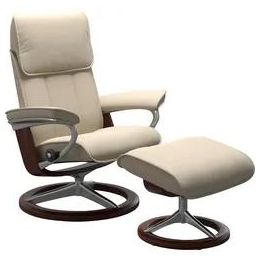 Relaxsessel stressless "Admiral", beige (cream batick), B:93cm H:103cm T:79cm, Leder BATICK: BATICK ist ein leicht korrigiertes, durchgef&auml;rbtes und genarbtes M&ouml;belleder, bei dem die meisten Unebenheiten und Spuren in der Regel entfernt wurden., Sessel, Relaxsessel, mit Signature Base, Gr&ouml;&szlig;e M & L, Gestell Braun