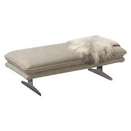 Polsterhocker W.Schillig, braun (sesame s22), B:145cm H:43cm T:71cm, Flachgewebe S22 (100% Polyester), Hocker, Polsterhocker, F&uuml;&szlig;e in Chrom gl&auml;nzend