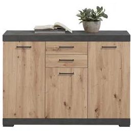Kommode FMD "Bristol 3", schwarz (matera, artisan), B:120cm H:89,9cm T:34,9cm, Holzwerkstoff, Sideboards, Kommode, Mehrzweckschrank, in verschiedenen Tiefen, Breite: 120 cm