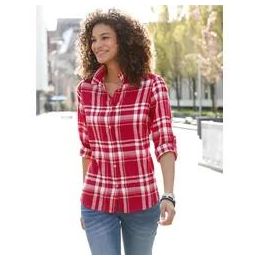 Flanellbluse Casual Looks, Damen, Gr. 46, bunt (rot, camel, kariert), 100% Baumwolle, gemustert, kariert, mehrfarbig, Blusen