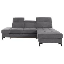 Ecksofa Home Affaire "Cardiz L-Form", grau, B:246cm H:83cm T:173cm, Webstoff (100% Polyester);Luxus-Microfaser Paris (90% Polyester/10% Polyamid);Struktur fein (100% Polyester);Samtoptik (100% Polyester), Sofas, Ecksofa, inkl.Kopfteilverstellung und Federkern wahlweise mit Bettfunktion