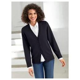 Strickjacke Casual Looks, Damen, Gr. 52, schwarz, 50% Baumwolle, 50% Polyacryl, unifarben, figurumspielend, Strickjacken Strickjacke