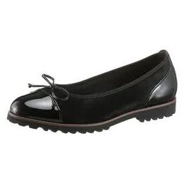 Ballerina Gabor, Damen, Gr. 39, schwarz, Lacklederimitat, Ziegenveloursleder, unifarben, Schuhe Ballerina, Flats, Chunky Slipper mit komfortablem Gummieinfass