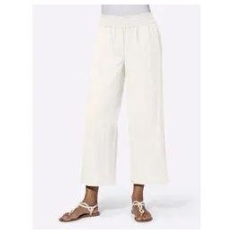 Culotte Casual Looks, Damen, Gr. 44, Normalgr&ouml;&szlig;en, beige (ecru), 55% Leinen, 45% Baumwolle, unifarben, 7/8-L&auml;nge, Hosen Culotte
