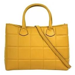 Henkeltasche CLUTY, Damen, Gr. B/H/T: 32cm x 27cm x 10cm onesize, gelb, Leder, unifarben, Taschen, echt Leder, Made in Italy