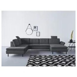 Wohnlandschaft Home Affaire "Birkholm U-Form", grau, B:347cm H:83cm T:226cm, 100% Polyester, Sofas, Wohnlandschaft, Armlehnverstellung, auch in Easy Clean Bezug - mit Wasser zu reinigen