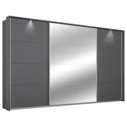 Schwebet&uuml;renschrank Rauch "Kleiderschrank Schrank Garderobe CORTONA optional mit Beleuchtung", grau (graumetallic), B:323cm H:214cm T:64cm, Holzwerkstoff, Schr&auml;nke, Schwebet&uuml;renschrank, inkl. Passepartout, Inneneinteilung 2 Boxen und B&ouml;den MADE IN GERMANY