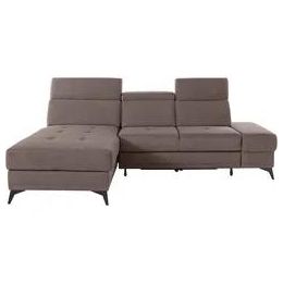 Ecksofa Home Affaire "Cardiz L-Form", grau (taupe), B:246cm H:83cm T:173cm, Webstoff (100% Polyester);Luxus-Microfaser Paris (90% Polyester/10% Polyamid);Struktur fein (100% Polyester);Samtoptik (100% Polyester), Sofas, Ecksofa, inkl.Kopfteilverstellung und Federkern wahlweise mit Bettfunktion