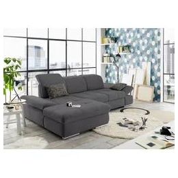 Ecksofa "SO4100 V", grau, B:284cm H:80cm T:190cm, SET ONE BY Musterring, Sofas, Ecksofa, mit verstellbaren Kopfteilen, wahlweise mit Funktionen, Cord-Bezug