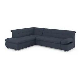 Ecksofa DOMO collection "Mona L-Form bequem und komfortabel, Breite 271cm, L-Form", blau (blaugrau), B:271cm H:80cm T:213cm, Struktur fein 100% Polyester;Chenilleoptik 100% Polyester, Sofas, Ecksofa, wahlweise mit Bett- und Armlehnfunktion