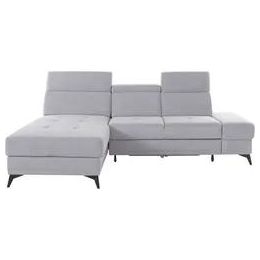 Ecksofa Home Affaire "Cardiz L-Form", silber, B:246cm H:83cm T:173cm, Webstoff (100% Polyester);Luxus-Microfaser Paris (90% Polyester/10% Polyamid);Struktur fein (100% Polyester);Samtoptik (100% Polyester), Sofas, Ecksofa, inkl.Kopfteilverstellung und Federkern wahlweise mit Bettfunktion
