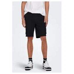 Only & Sons Cargoshorts ONLY & SONS "ONSCAM STAGE CARGO SHORTS 6689 LIFE NOOS", Herren, Gr. S, N-Gr, schwarz, Web, Obermaterial: 98% Baumwolle, 2% Elasthan, unifarben, normal, Hosen