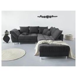 Ecksofa Collection AB "Innsbruck L-Form, B: 247 cm", schwarz, B:247cm H:87cm T:189cm, Microfaser PRIMABELLE (100% Polyester), Struktur (90% Polyester, 10% Polyacryl), Samtvelours (100% Polyester), Luxus-Microfaser Antiklederoptik (100% Polyester), Sofas, Ecksofa, Set: Sofa & Hocker, 3 Zierkissen, Federkern