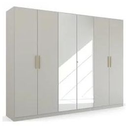 Kleiderschrank Rauch "Dreht&uuml;renschrank Schrank Garderobe Ankleide SKANDI BY QUADRA SPIN", grau (seidengrau), B:271cm H:210cm T:54cm, Holzwerkstoff, Schr&auml;nke, Kleiderschrank, im Landhaus-Stil mit Massivholzgriffen, vollfl&auml;chige Spiegelt&Uuml;ren