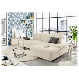 Ecksofa "SO4100 V", beige (creme), B:284cm H:80cm T:190cm, SET ONE BY Musterring, Sofas, Ecksofa, mit verstellbaren Kopfteilen, wahlweise mit Funktionen, Cord-Bezug