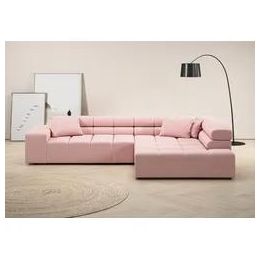 Ecksofa Home Affaire "Ancona incl. Kopfteilverstellung, Breite 319cm, L-Form", rosa (ros&eacute;), B:319cm H:70cm T:215cm, Struktur (85% Polyester, 15% Viskose);Luxus-Microfaser weich (98% Polyester, 2% Nylon);Velours (100% Polyester), Sofas, Ecksofa, wahlweise motorische Sitztiefenverstellung, auch in Cord + Easy Care