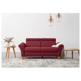 2,5-Sitzer Home Affaire "Lindgren", rot (bordeaux), B:185cm H:84cm T:93cm, 100% Polyester, Sofas, wahlweise mit TV-Funktion, links oder beidseitig, Kopfteilverstellung
