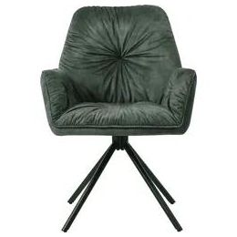 Esszimmerstuhl Salesfever "Ottawa Armlehnstuhl: R&uuml;ckzugsort im Esszimmer", schwarz (dunkelgr&uuml;n scgwarz, schwarz), B:61cm H:90cm T:59cm, Metall, Polyester, St&uuml;hle, Esszimmerstuhl, 360 Drehbarer Esszimmersessel mit Armlehnen - 1 St&uuml;ck