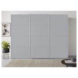 Schwebet&uuml;renschrank Rauch "Kleiderschrank Schrank Garderobe TOPSELLER OTELI inkl. Inneneinteilung", grau (seidengrau), B:271cm H:210cm T:62cm, Holzwerkstoff, Schr&auml;nke, Schwebet&uuml;renschrank, mit 3 Innenschubladen sowie zus&auml;tzlichen Einlegeb&ouml;den MADE IN GERMANY