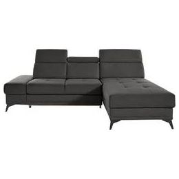 Ecksofa Home Affaire "Cardiz L-Form", grau (anthrazit), B:246cm H:83cm T:173cm, Webstoff (100% Polyester);Luxus-Microfaser Paris (90% Polyester/10% Polyamid);Struktur fein (100% Polyester);Samtoptik (100% Polyester), Sofas, Ecksofa, inkl.Kopfteilverstellung und Federkern wahlweise mit Bettfunktion