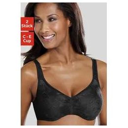 Minimizer-BH Petite Fleur, Damen, Gr. 95, Cup D, schwarz (schwarz, wei&szlig;), Spitze, Obermaterial: 90% Polyamid, 10% Elasthan, BHs Dekollet&eacute;-Former BH Minimizer-BH BH-Set Unterw&auml;sche B&uuml;gel-BH, mit B&uuml;gel und sch&ouml;ner Stickerei &ndash; ideal f&uuml;r gro&szlig;e Gr&ouml;&szlig;en