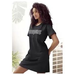 Bigshirt Kangaroos, Damen, Gr. 44/46, schwarz, Single Jersey, Obermaterial: 100% Baumwolle, bedruckt, l&auml;ssig geschnitten mini, Rundhals, Raglan&auml;rmel, Shirts Sleepshirt Nachthemd, mit Slogan-Frontdruck