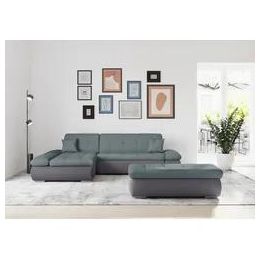 Ecksofa DOMO collection "Moric, L-Form, XXL-Sofa - Breite 300cm, viel Platz, auch in Cord", grau (eisblau), B:300cm H:80cm T:172cm, Kunstleder SOFTLUX / Struktur (90% Polyester/ 10% Polyacryl);Microfaser PRIMABELLE (100% Polyester)/ Struktur (90% Polyester/ 10% Polyacryl), Sofas, Ecksofa, wahlweise mit Bettfunktion und Armteilverstellung, grau-eisblau, Topseller