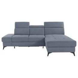 Ecksofa Home Affaire "Cardiz L-Form", blau (blaugrau), B:246cm H:83cm T:173cm, Webstoff (100% Polyester);Luxus-Microfaser Paris (90% Polyester/10% Polyamid);Struktur fein (100% Polyester);Samtoptik (100% Polyester), Sofas, Ecksofa, inkl.Kopfteilverstellung und Federkern wahlweise mit Bettfunktion