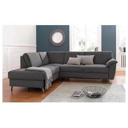Sit & More Ecksofa SIT & MORE "Texel L-Form", grau (dunkelgrau), B:250cm H:87cm T:201cm, Kunstleder SOFTLUX;Luxus-Microfaser (100% Polyester), Sofas, Ecksofa, mit Federkern, wahlweise mit Bettfunktion und Bettkasten
