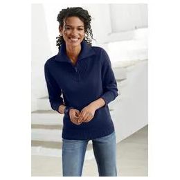 Troyer Casual Looks "Pullover", Damen, Gr. 38, blau (marine), 50% Baumwolle, 50% Polyacryl, meliert, unifarben, figurumspielend, Pullover Troyer