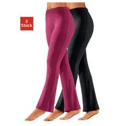 Jazzpants Vivance ACTIVE, Damen, Gr. 44/46, N-Gr, rosa (1x schwarz, 1x himbeere), Single Jersey, Obermaterial: 95% Baumwolle, 5% Elasthan, unifarben, Basic, Basic lang, Hosen, mit leicht ausgestelltem Bein, Loungewear, Topseller