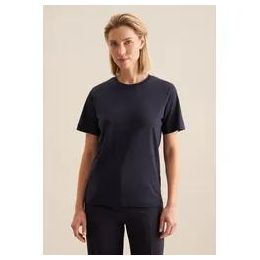 T-Shirt Seidensticker "Schwarze Rose", Damen, Gr. XL, blau (navy), 100% Baumwolle, unifarben, regular fit, Rundhals, Shirts T-Shirt, 1/2 Rundhals Uni