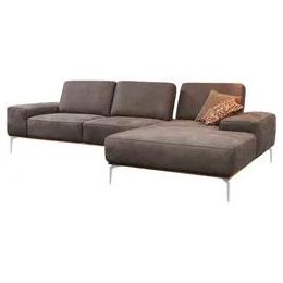 Ecksofa W.Schillig "run, Designsofa mit tollem Sitzkomfort, bequem, L-Form", braun (mocca s37), B:319cm H:88cm T:178cm, Longlife Xtra-Leder Z73: Naturwalkleder der Luxusklasse aus den erlesensten Rohh&auml;uten. Hautst&auml;rke 1, 1 &ndash; 1, 3 mm;ROHLEDER Jacquard-Flachgewebe Q2 W60 (63% Polyester, 37% Polyacryl);ROHLEDER Chenille-Flachgewebe Q2 W77 (68% Polyacryl, 32% Polyester);Stoff S37 (100% Polyester), Sof
