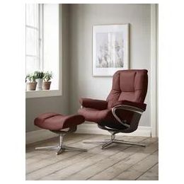 Relaxsessel stressless "Mayfair", rot (cherry paloma), B:83cm H:102cm T:74cm, Leder PALOMA: PALOMA ist ein durchgef&auml;rbtes Semianilin-M&ouml;belleder mit nat&uuml;rlicher Narbung., Sessel, Relaxsessel, mit Hocker, mit Cross Base, Gr&ouml;&szlig;e S, M & L, Holzakzent Braun