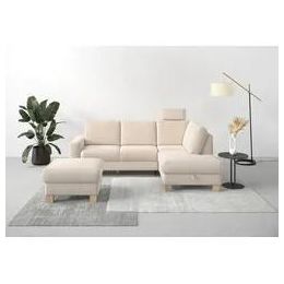 Ecksofa Home Affaire "Summer L-Form", beige (creme), B:236cm H:91cm T:170cm, 100% Polyester, Sofas, Ecksofa, mit Ottomane, wahlweise mit Bettfunktion und Bettkasten, Cord-Bezug