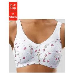 Entlastungs-BH Petite Fleur, Damen, Gr. 105, Cup D, wei&szlig; (bedruckt, wei&szlig;), Microtouch, Obermaterial: 70% Polyamid, 30% Elasthan, BHs BH BH-Set Unterw&auml;sche Entlastungs-BH Mieder-BH B&uuml;gelloser-BH, ohne B&uuml;gel, mit breiteren Tr&auml;gern&ndash; ideal f&uuml;r gro&szlig;e Gr&ouml;&szlig;en, Topseller