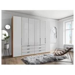 Kleiderschrank Wiemann "Monaco", braun (bianco, eiche, nachbildung, glas wei&szlig;), B:246,9cm H:216cm T:58cm, Floatglas, Holzwerkstoff, Schr&auml;nke, Kleiderschrank, mit Glasfront sowie hochwertige Beschl&auml;ge inkl. D&auml;mpfung