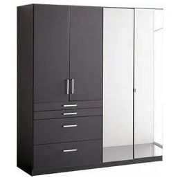 Kleiderschrank Rauch "Harburg im Schlafzimmer", grau (graumetallic), B:181cm H:197cm T:54cm, Holzwerkstoff, Schr&auml;nke, Kleiderschrank, Schlafzimmerschrank Schrank Garderobe mit Spiegel
