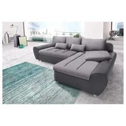 Sit & More Ecksofa SIT & MORE "Bandos L-Form", grau (anthrazit, hellgrau), B:269cm H:83cm T:173cm, Flachgewebe, 2-farbig ( 100% Polyester);Luxus-Kunstleder / Struktur ( 95% Polyester, 5% Baumwolle );Altara Nubuck (95% Polyester, 5% Baumwolle) / Feinstruktur (100% Polypropylen), Sofas, Ecksofa, in 2 unterschiedlichen Gr&ouml;&szlig;en, wahlweise mit Bettfunktion