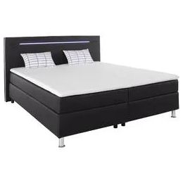 Boxspringbett Collection AB "London, inklusive Topper und Kissen, mit LED-Beleuchtung", schwarz (schwarz, wei&szlig;), B:190cm L:206cm, Komplettbetten, Boxspringbett, Boxspringbett erh&auml;ltlich in 90cmx200cm, 140cmx200cm & 180cmx200cm