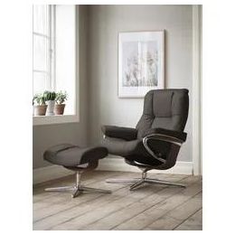 Relaxsessel stressless "Mayfair", braun (braun batick), B:83cm H:102cm T:74cm, Leder BATICK: BATICK ist ein leicht korrigiertes, durchgef&auml;rbtes und genarbtes M&ouml;belleder, bei dem die meisten Unebenheiten und Spuren in der Regel entfernt wurden., Sessel, Relaxsessel, mit Hocker, mit Cross Base, Gr&ouml;&szlig;e S, M & L, Holzakzent Braun