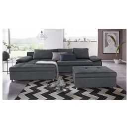 Ecksofa Home Affaire "Labene L-Form", grau (dunkelgrau), B:290cm H:82cm T:90cm, Struktur fein (95% Polyester, 5% Polyamid);Luxus-Microfaser ALTARA NUBUCK (100% Polyester);Kunstleder SOFTLUX / Struktur (100% Polyester);Struktur (100% Polyester);Flachgewebe (95% Polyester, 5% Polyamid), Sofas, Ecksofa, wahlweise mit Bettfunktion und Bettkasten, auch als XXL-Variante
