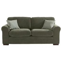2-Sitzer Home Affaire "Broughton", gr&uuml;n, B:203cm H:92cm T:94cm, 100% Polyester, Sofas, weicher Sitzkomfort, incl. 2 Zierkissen, Keder