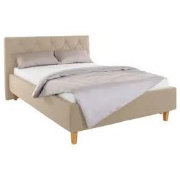 Polsterbett Home Affaire "Sunley 100", beige, B:163cm L:210cm, Struktur (100% Polyester);Strukturstoff (100% Polyester), Betten, Polsterbett, Kreuzsteppung, Kopfteilh&ouml;he 102 cm, ohne oder mit Matratze/Lattenrost